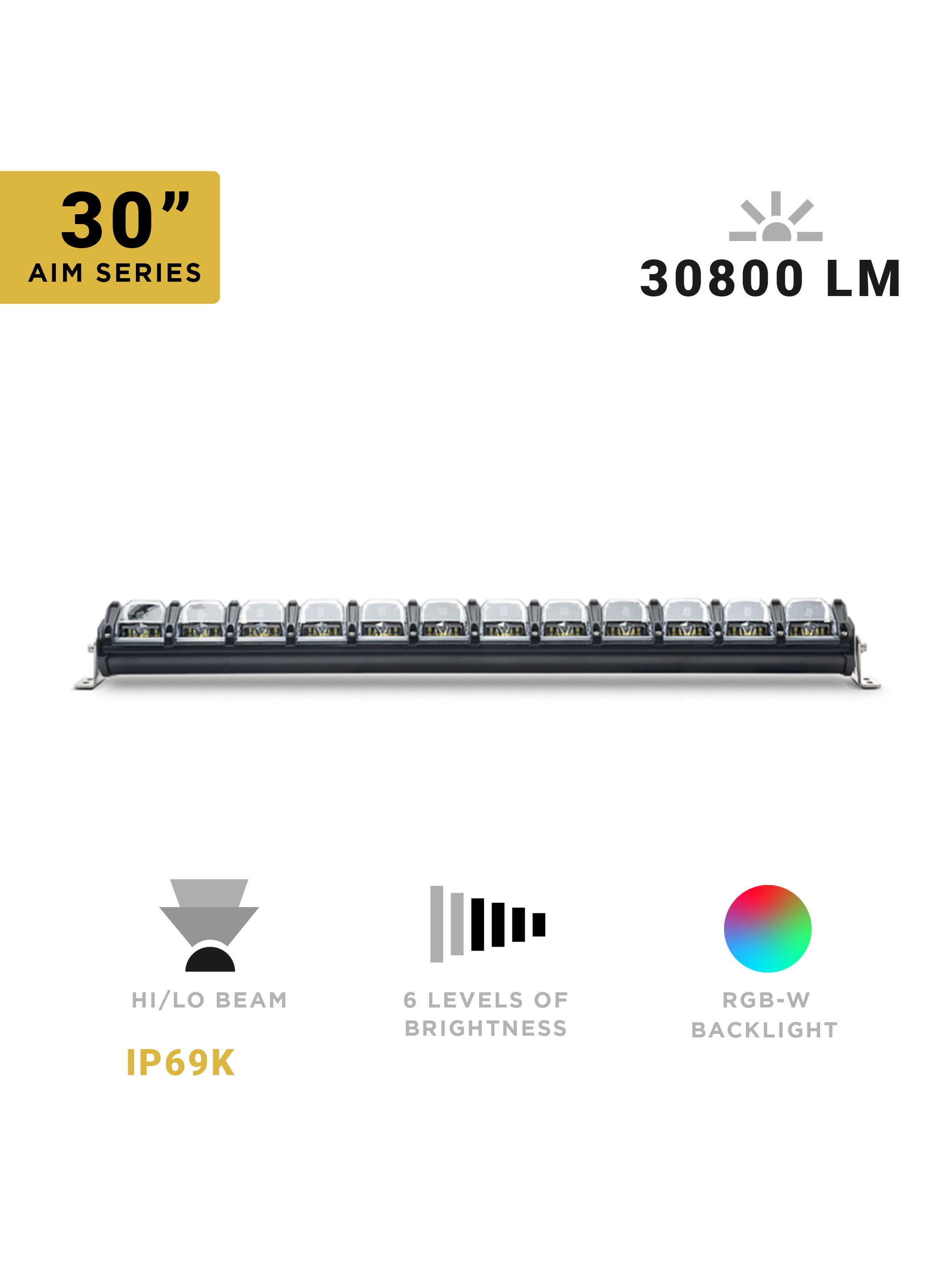 30" Light Bar with RGB-W Backlight - AIM Series – North Lights Co